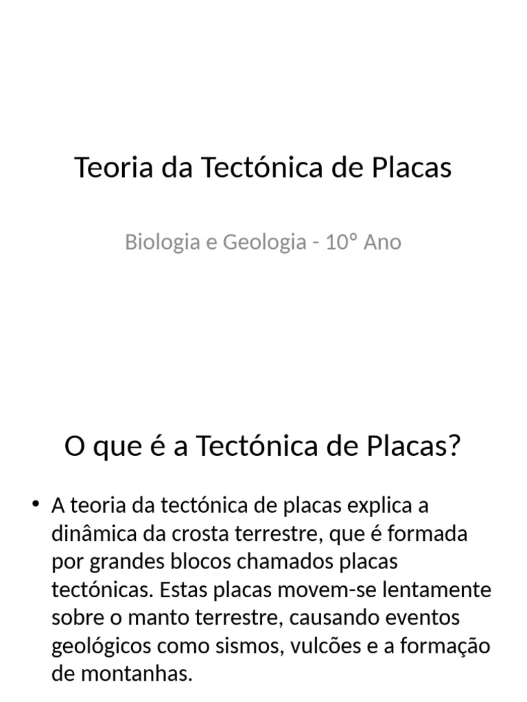 Tectonica de Placas Biologia Geologia 10 Ano | PDF