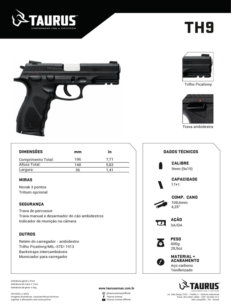 Pistola Taurus T h9 9mm | PDF