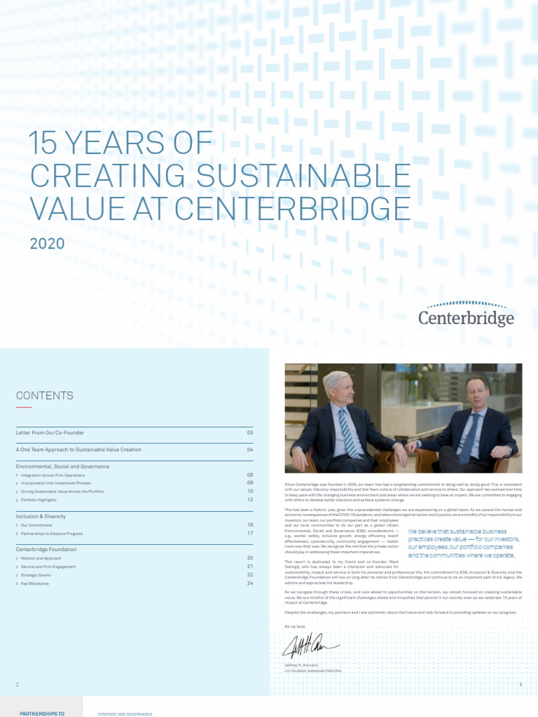 Centerbridge Partners Sustainable-Value-Creation-Report_2020 | PDF