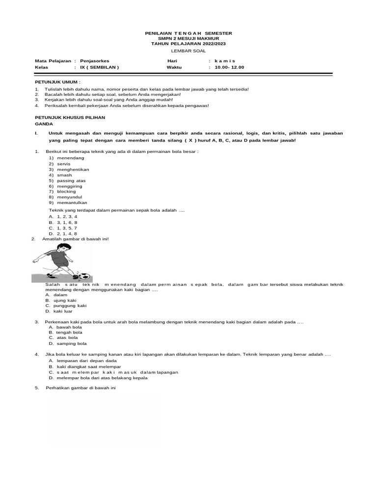 Soal PTS GSL kelas IX 2023 | PDF