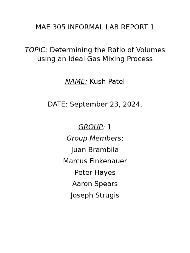 Mae 305 Informal Lab Report 1 | PDF