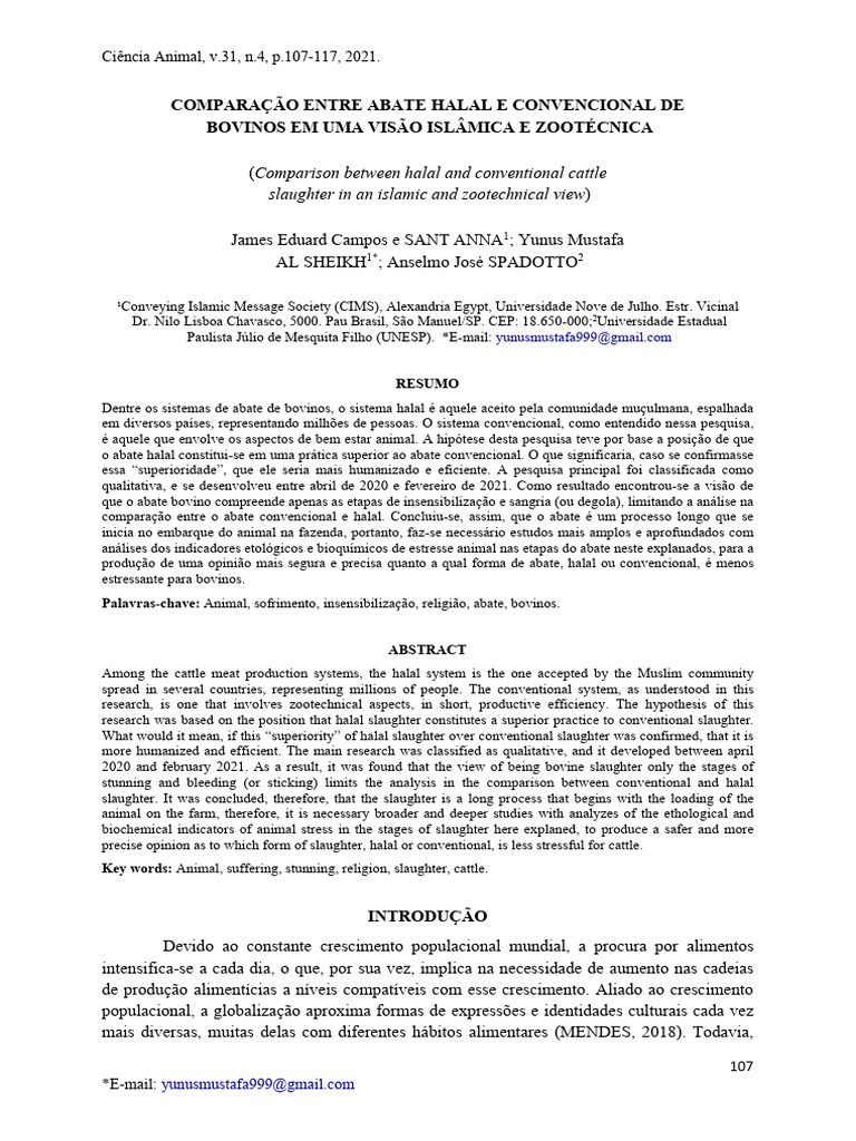 Abate Halal vs Convencional: Análise Comparativa | PDF | Alimentos ...