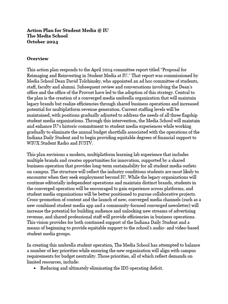 Student Media Reimagined Plan | PDF | Government Budget Balance | Economies