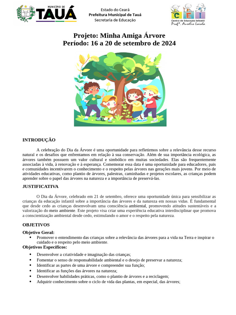 Projeto Minha Amiga Arvore | PDF