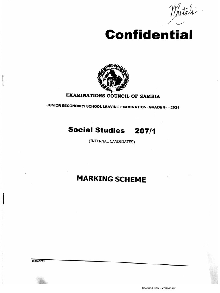 Grade 9 Social Studies 2021 marking key | PDF
