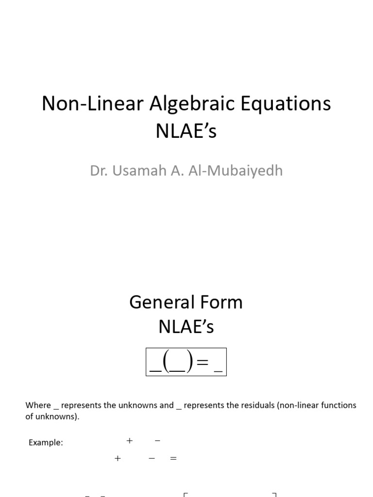 Non-Linear Algebraic Equations | PDF