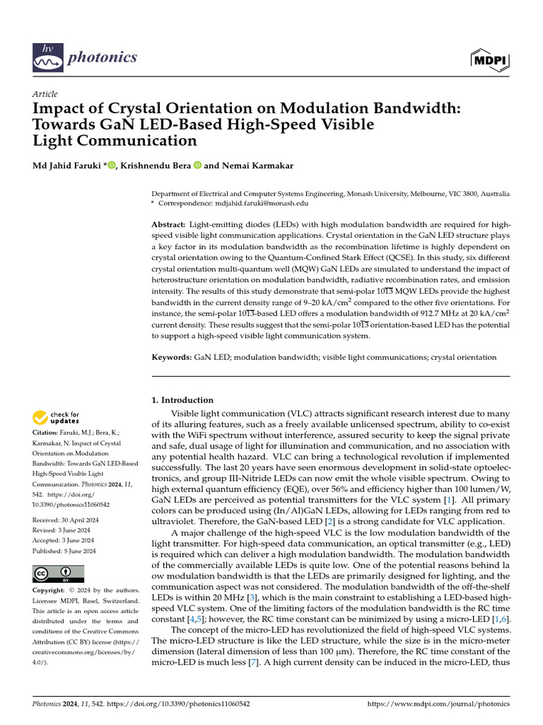 Impact of Crystal Orientation On Modulation Bandwi | PDF
