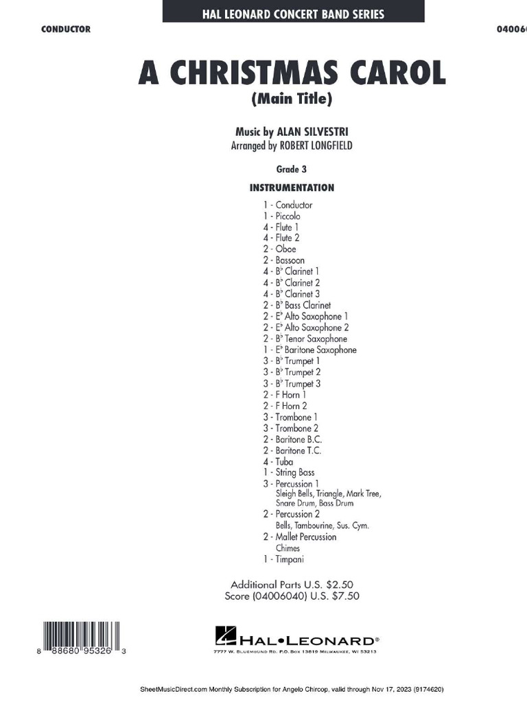 A Christmas Carol - Full Score | PDF