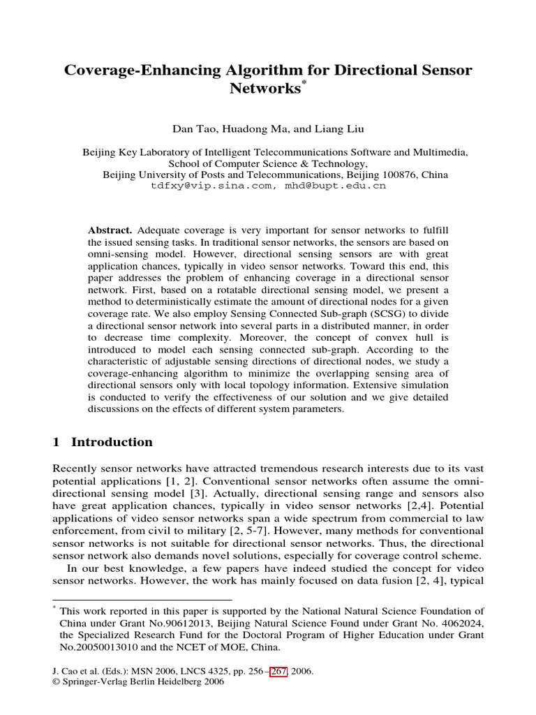 Coverage Enhancing Algorithm For Directional Sensor Pdf