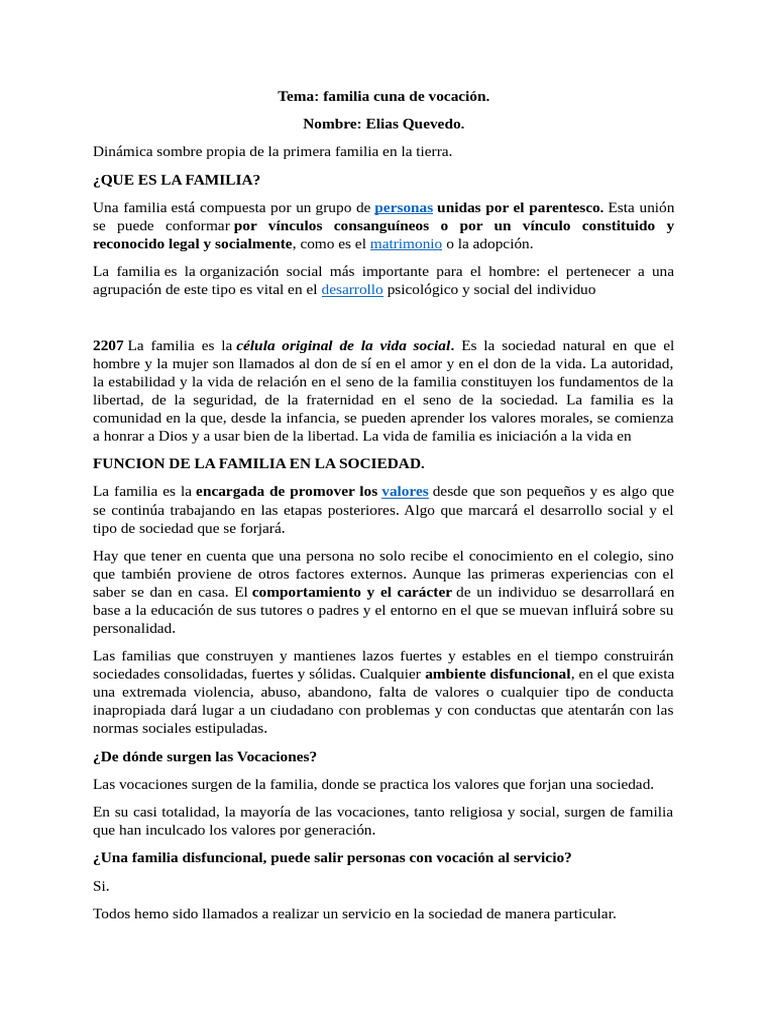 Tema La Familia Como Centro de La de Sociedad. | PDF