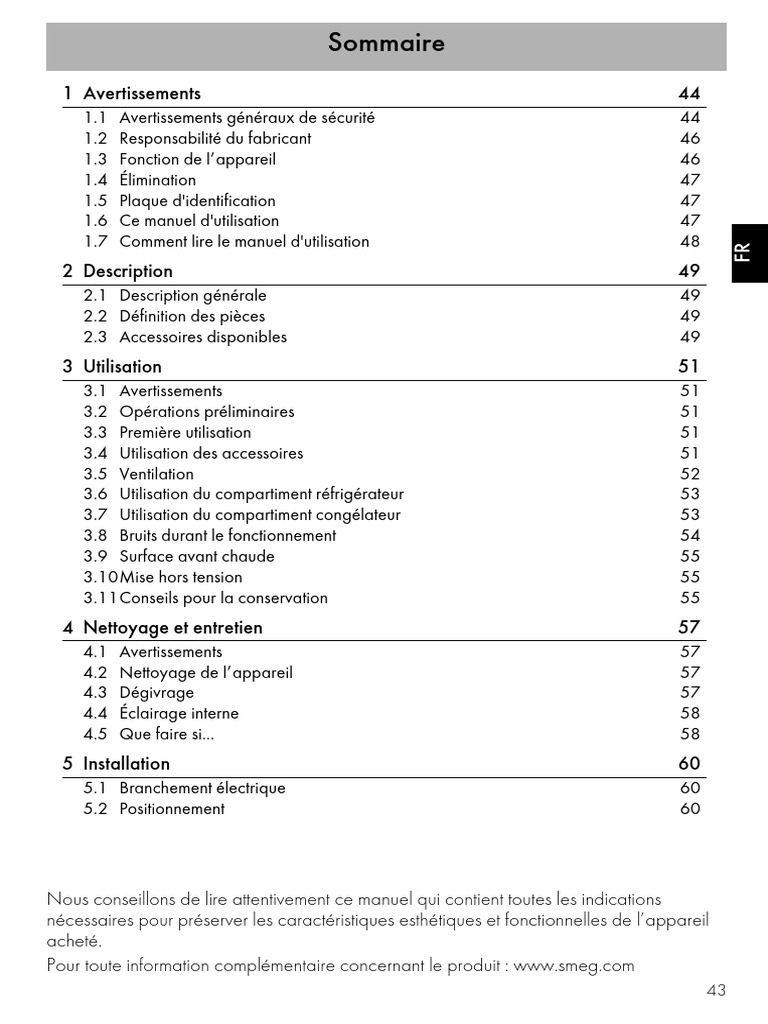 Refrigerateur Smeg Fab30 Mode Emploi | PDF