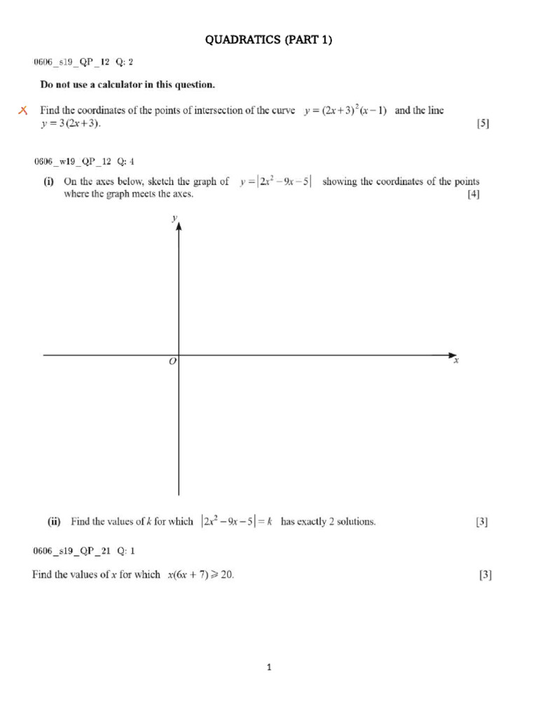 Quadratics (Part 1) | PDF