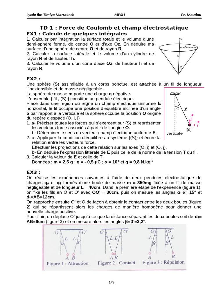TD1 Electrostatique | PDF