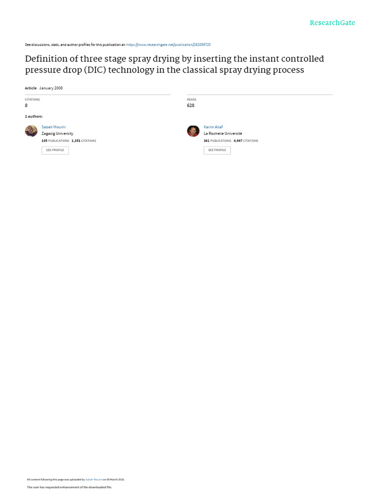 292 Three Stage DIC Spray Drying | PDF | Porosity | Powdered Milk