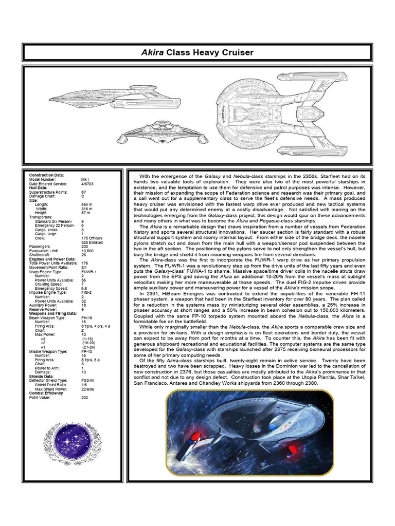 Akira Class Heavy Cruiser | PDF