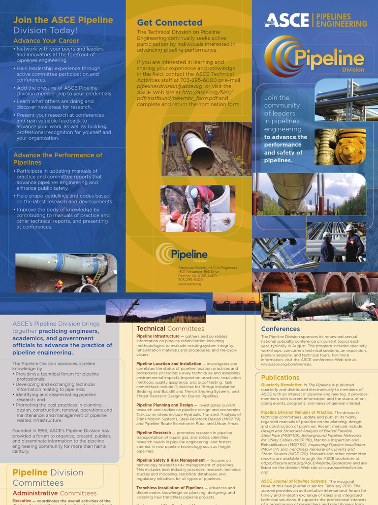 ASCE Pipelinesbrochure | PDF | Pipeline Transport | Science And Technology