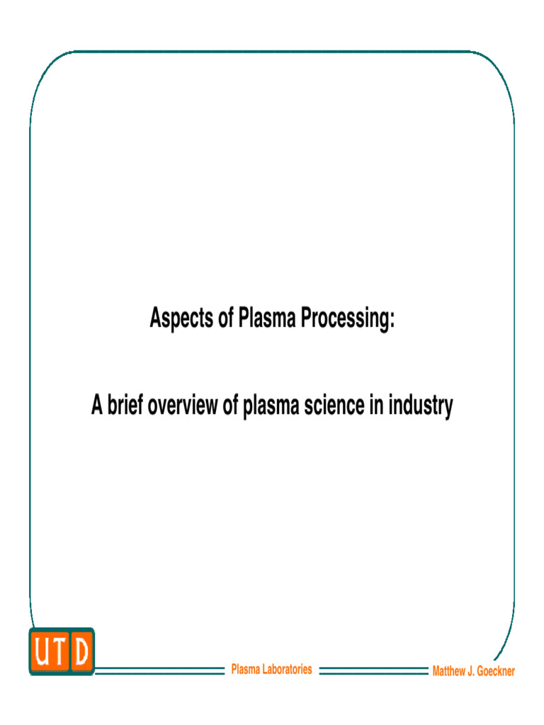 Plasma Process 3 Types | PDF