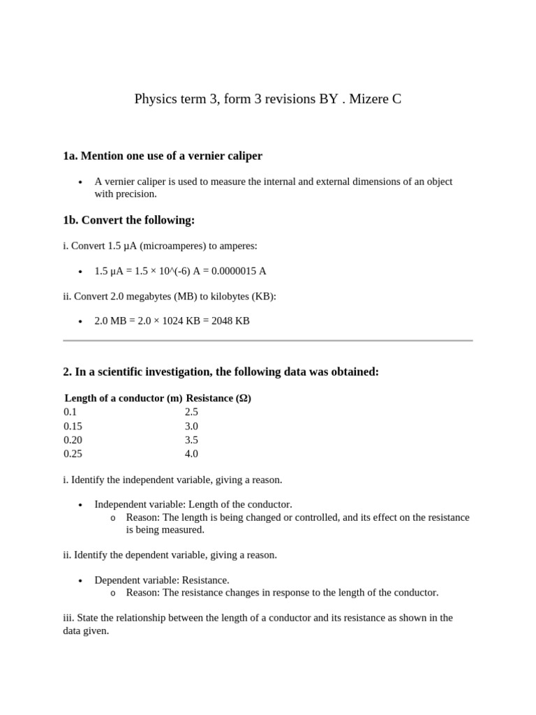 Physics Term 3 SOLUTION | PDF