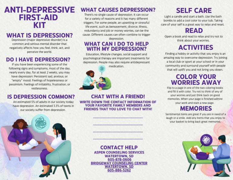 Ivory Illustration Mental Health Trifold Brochure | PDF