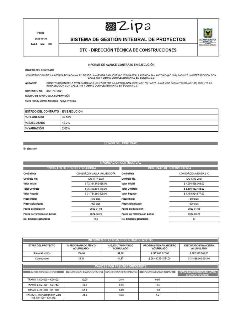 Reporte - Idu-1777-2021 30-10-2023 | PDF