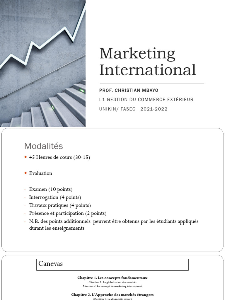 Cours de Marketing International - Chap 1 Et 2 - L1GECOMEXT - 2022 | PDF