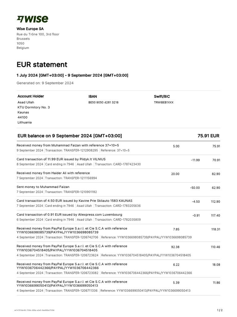Balance Statement | PDF