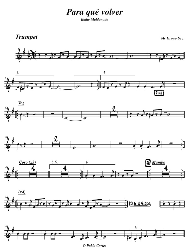 Para Que Volver - Trumpet - Musx | PDF