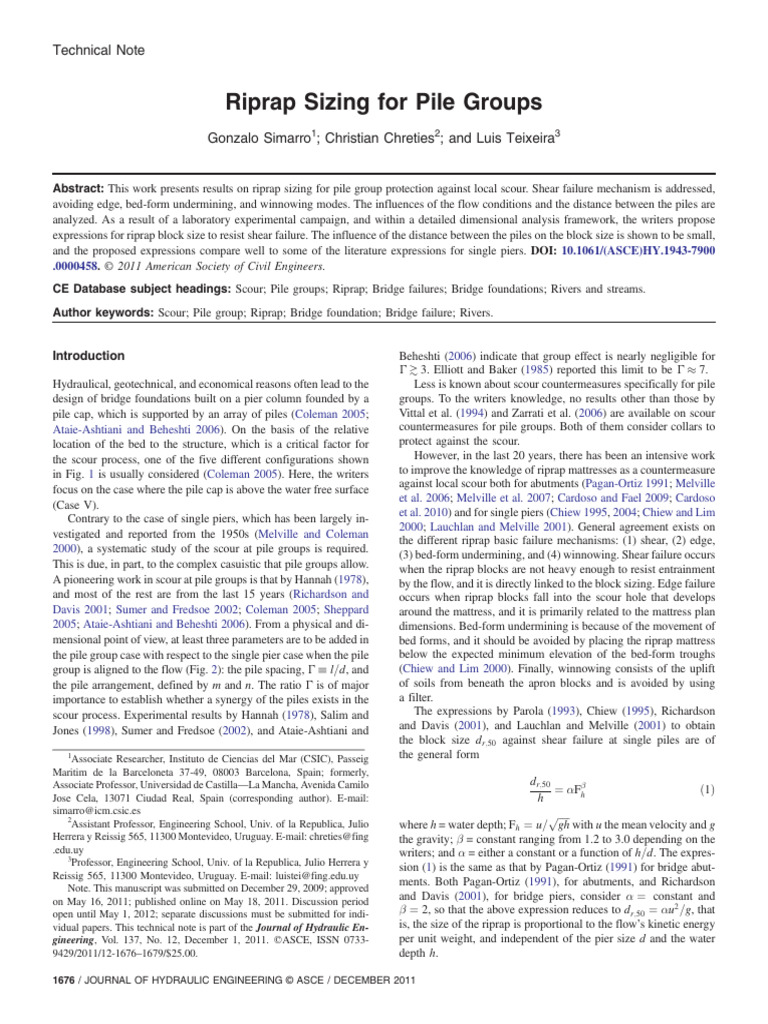 Riprap Sizing For Pile Groups | PDF