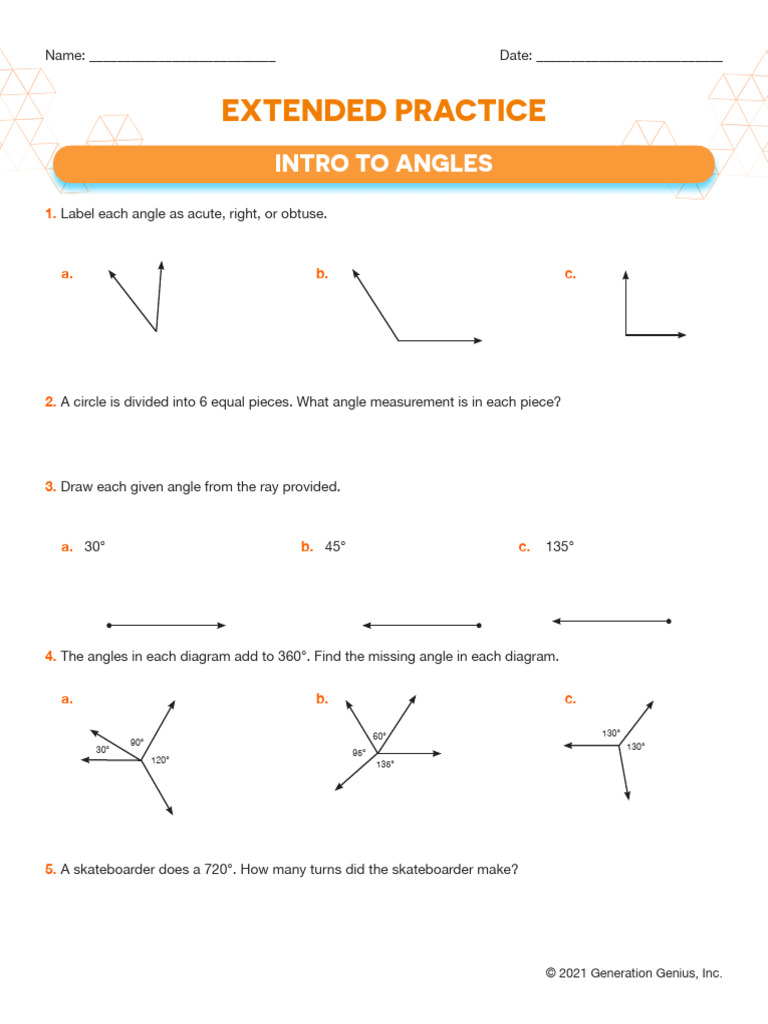 435 Intro To Angles Practice1 v1-2 | PDF