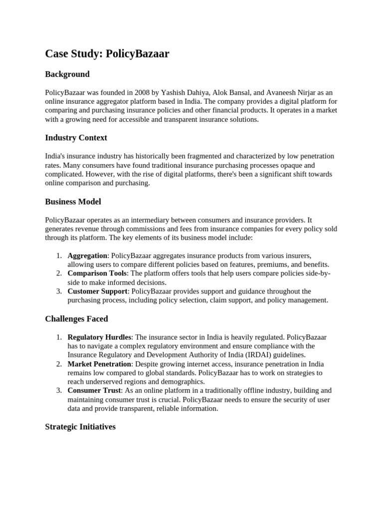 Case Study PolicyBazar | PDF