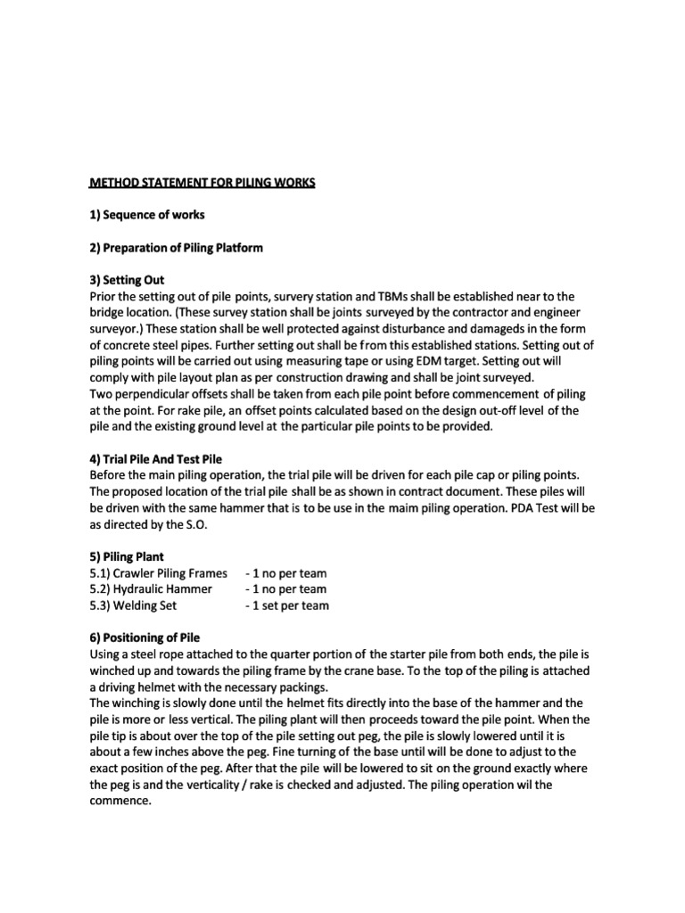 method-statement-for-piling-works | PDF