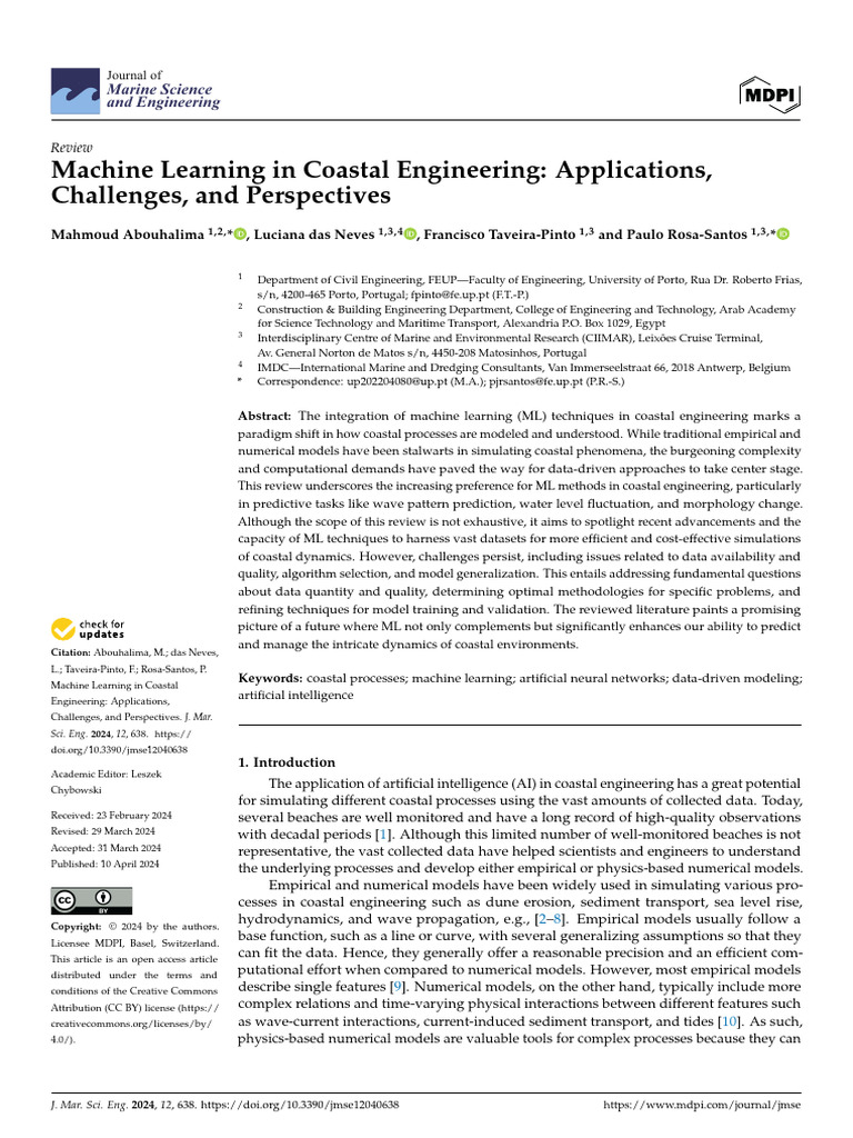 Machine Learning in Coastal Engineering Applicatio | PDF