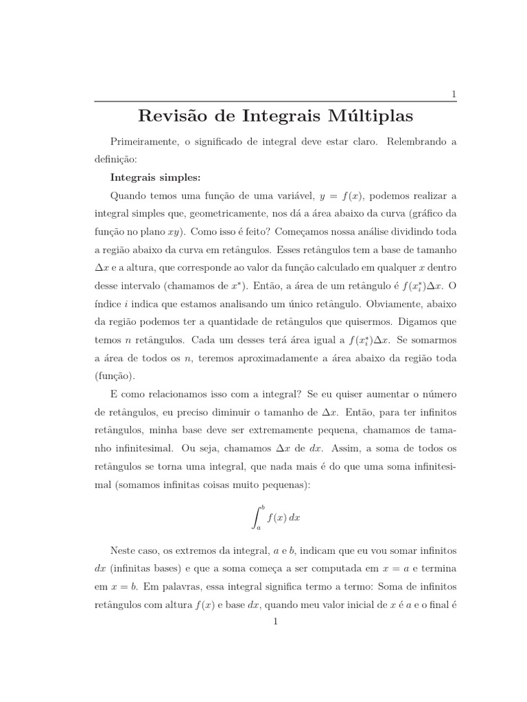 Resumo - Integrais Multiplas | PDF