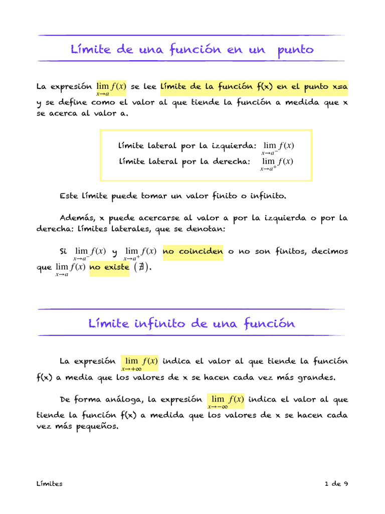 Límites 2BAC | PDF | Función (Matemáticas) | infinito