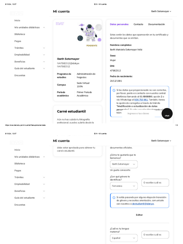 EVA - Mi cuenta | PDF