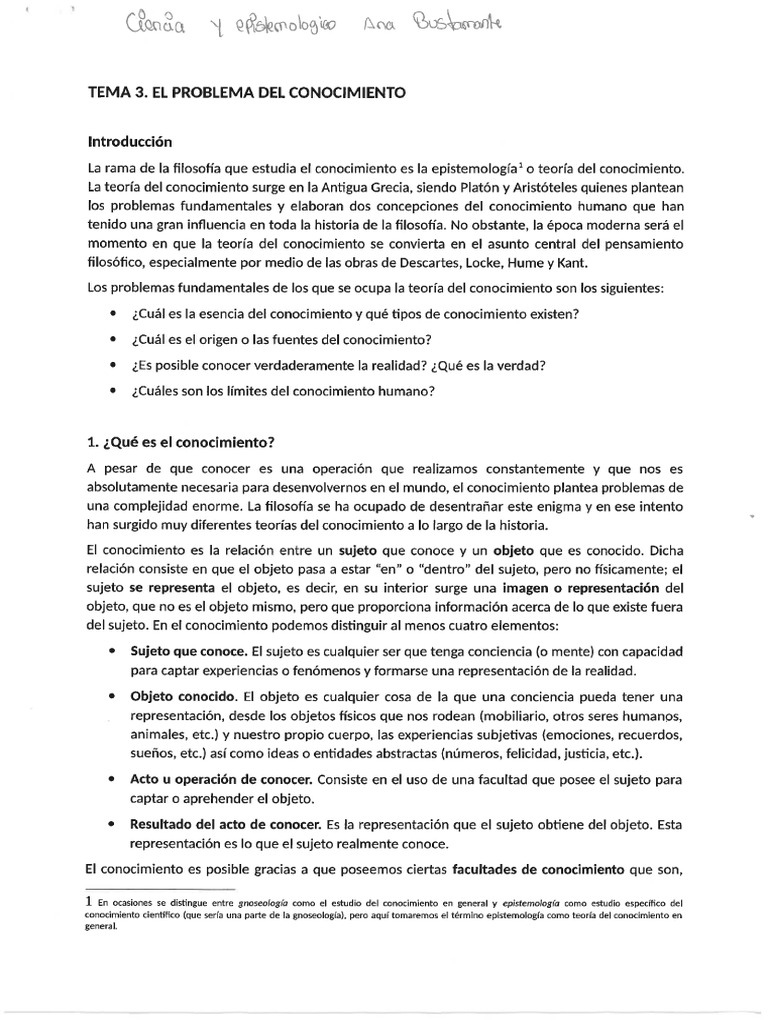 El Problema Del Conocimiento | PDF