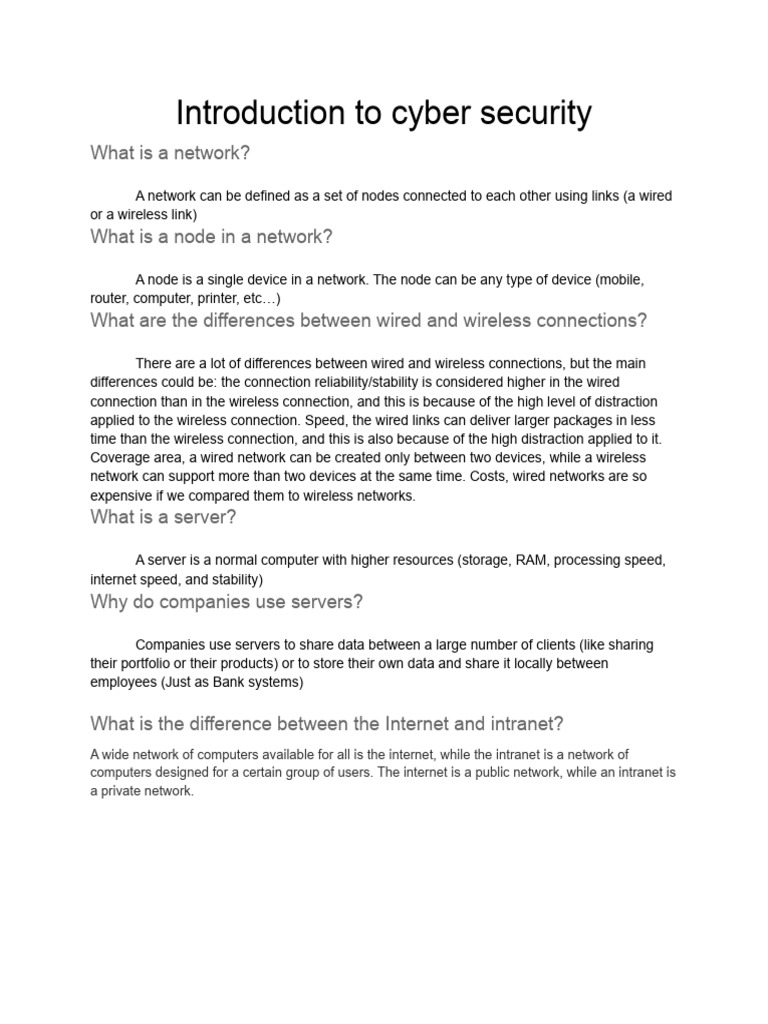 Introduction To Cyber Security | PDF | Computer Network | Technology ...
