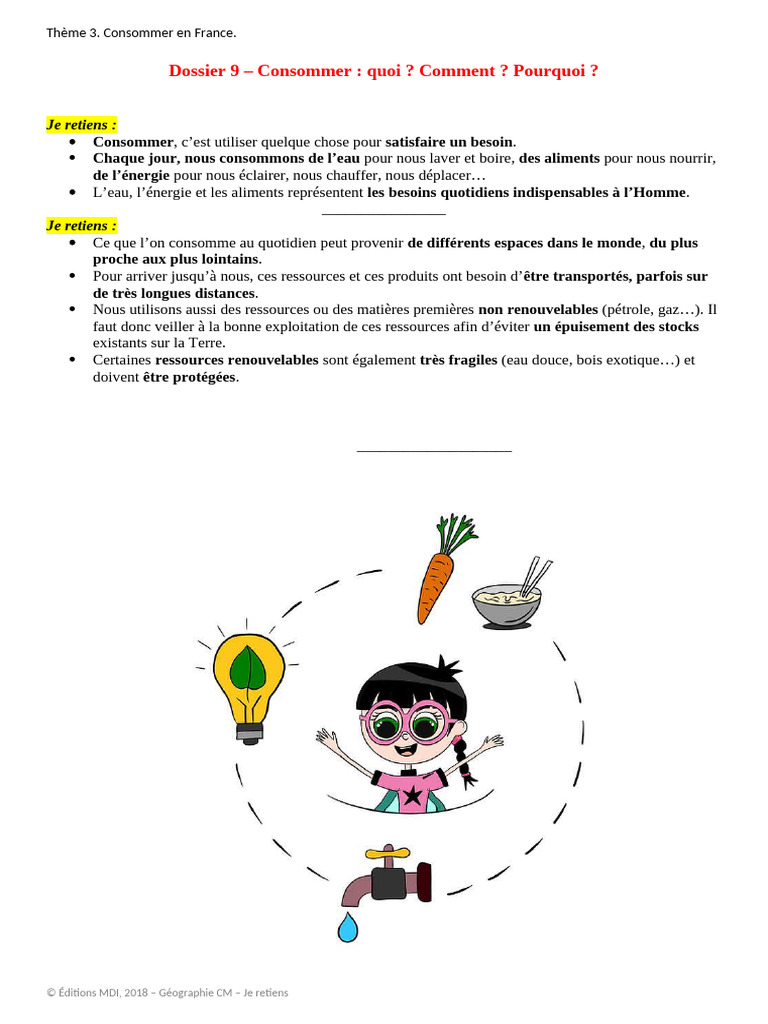 Geo cm1 Consommer en France | PDF