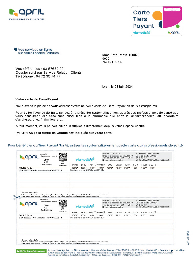 Carte Tiers Payant | PDF