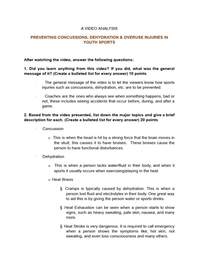 Preventing Concussions, Dehydration & Overuse Injuries in Youth Sports ...