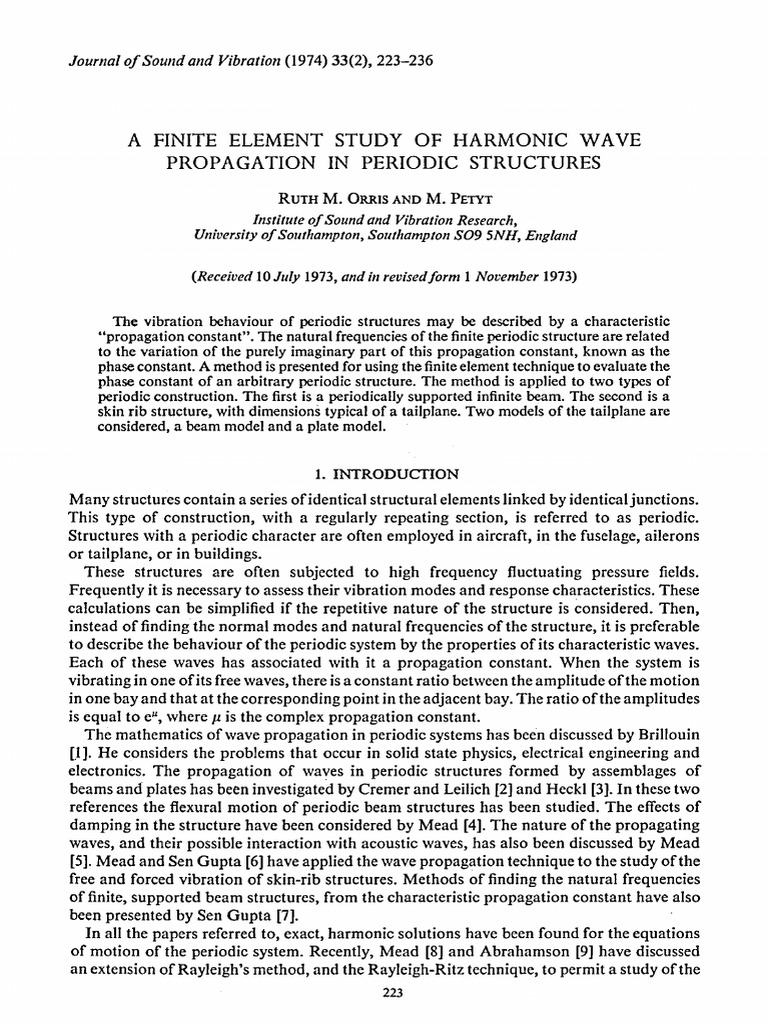 A Finite Element Study of Harmonic Wave Propagation in Periodic ...