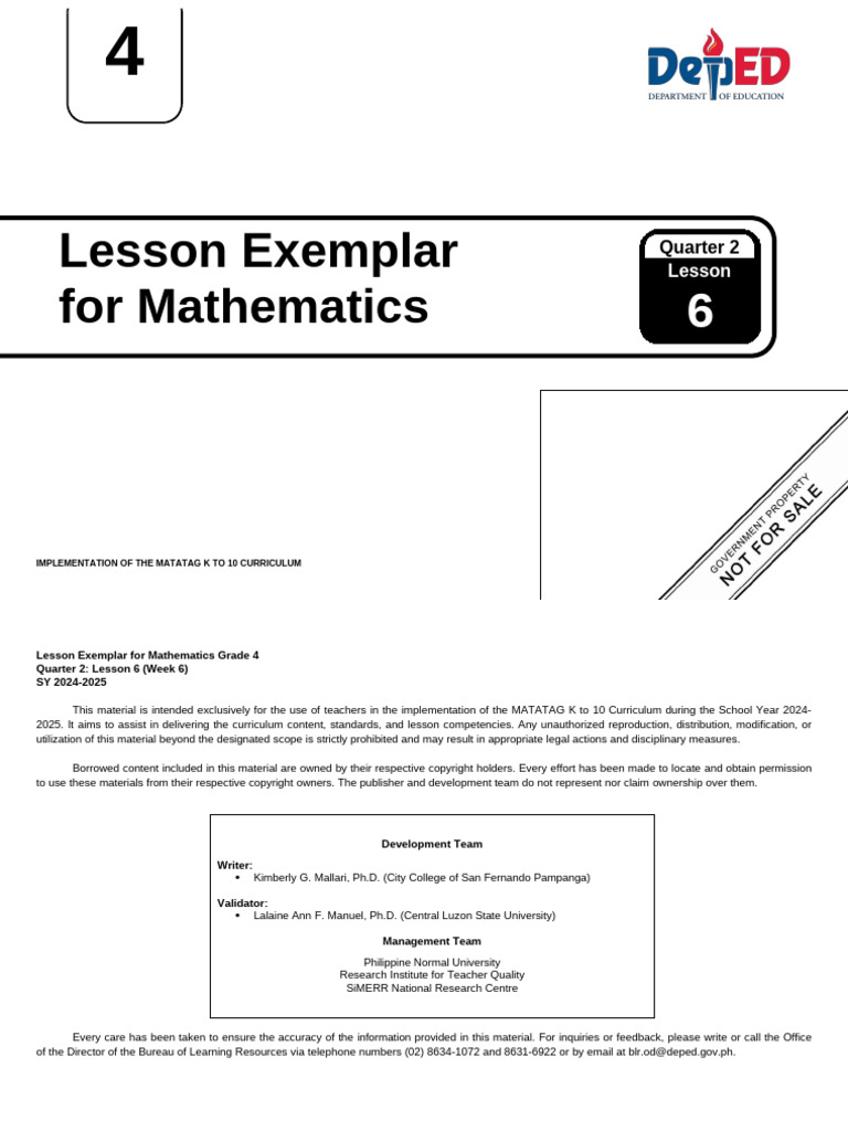 Q2 LE Mathematics 4 Lesson 6 Week 6 | PDF