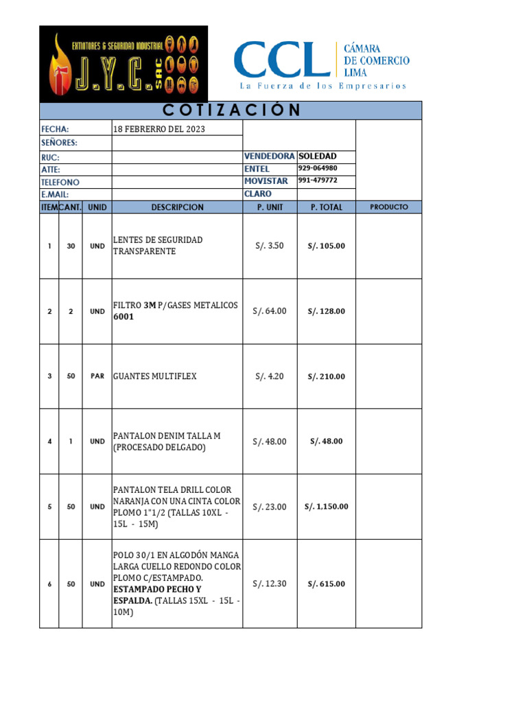 COTIZACION EPPS | PDF