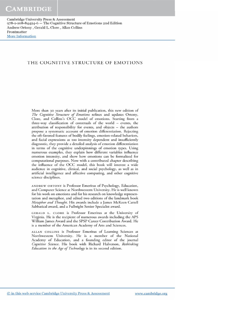 Ortony Estructuras Cognitivas | PDF