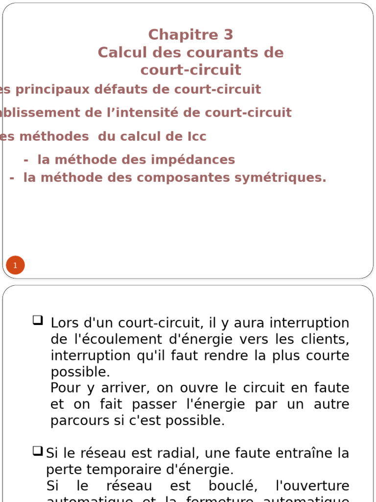 Chap3 Court Circuits 1 - Réseaux Electriques | PDF