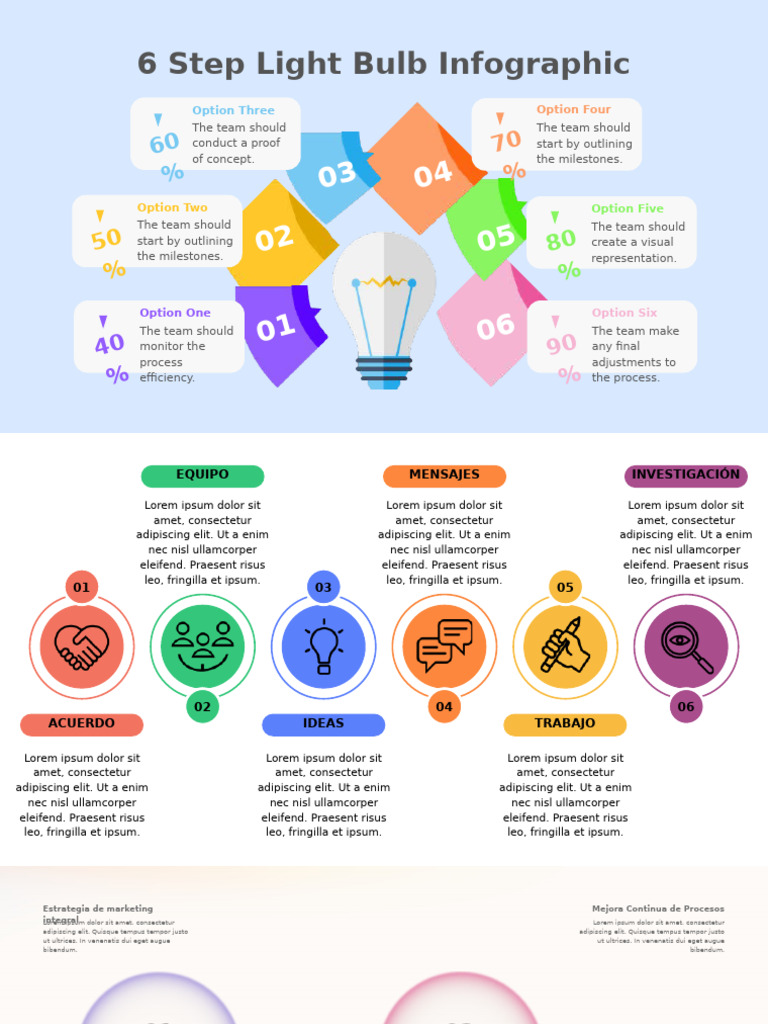 6 Step Light Bulb Process Diagram Infographic Brainstorm | PDF