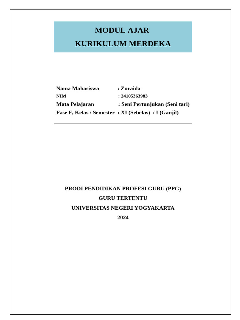 Modul Ajar PPG Zuraida | PDF