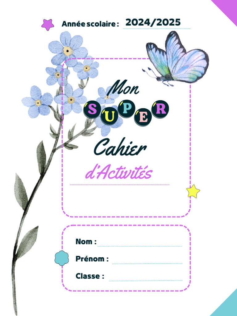 Coloré Ecole Couverture Cahier de Français | PDF