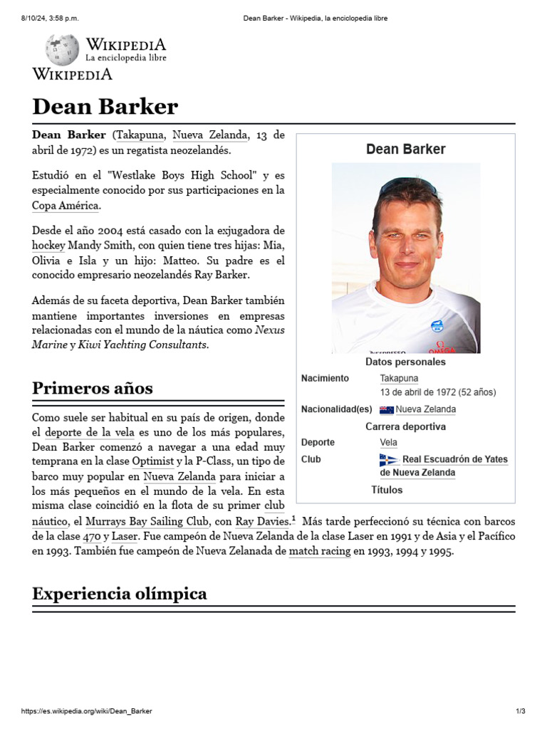Dean Barker - Wikipedia, la enciclopedia libre | PDF