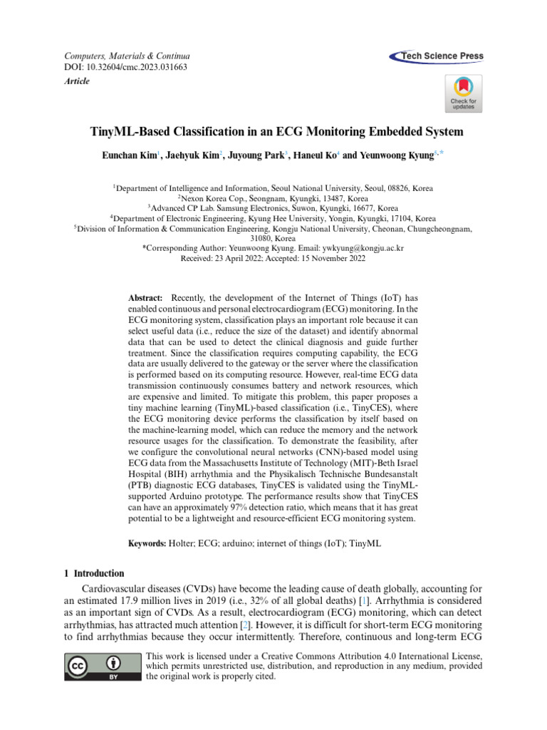 Tinyml Based Classification In An Ecg Monitoring Embedded System Pdf 6583